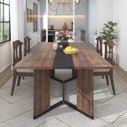 "ChVans 72"" Solid Wood Dinner Table for 4-10, Adjustable Metal Leg ...