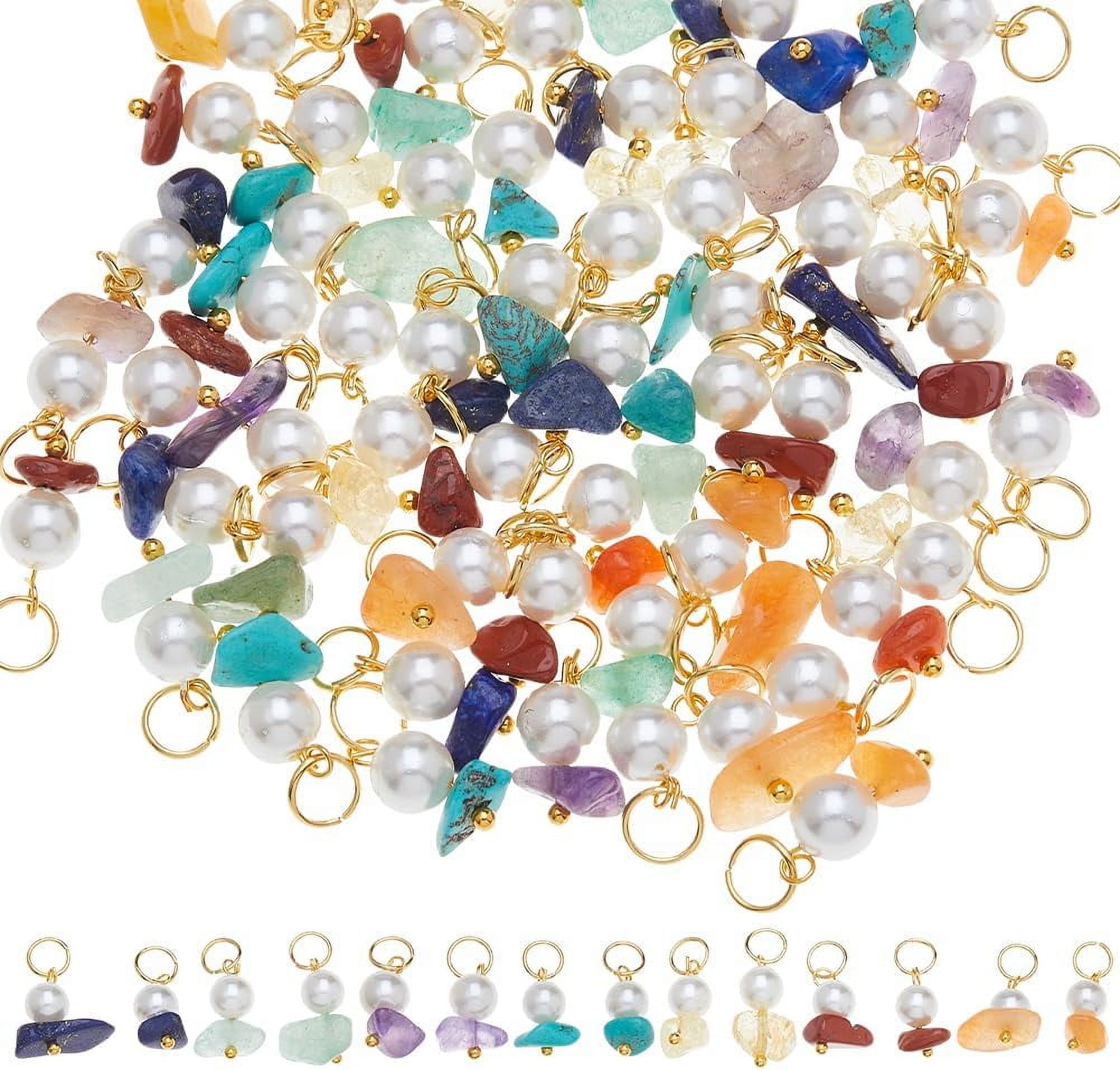63Pcs 7Styles Natural Stone Charms Gemstone Chip Charm Pendants Red ...
