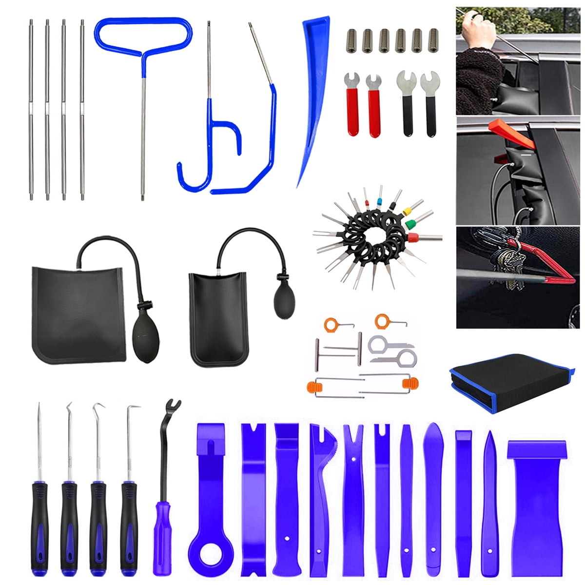 63Pcs Car Long Handle Tools Kit Car Emergency Repair Kit Emergency Car ...