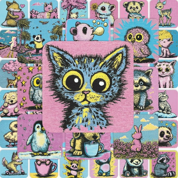 63Pcs Retro Cartoon Animal Stickers, Creative Decorations For Laptop ...