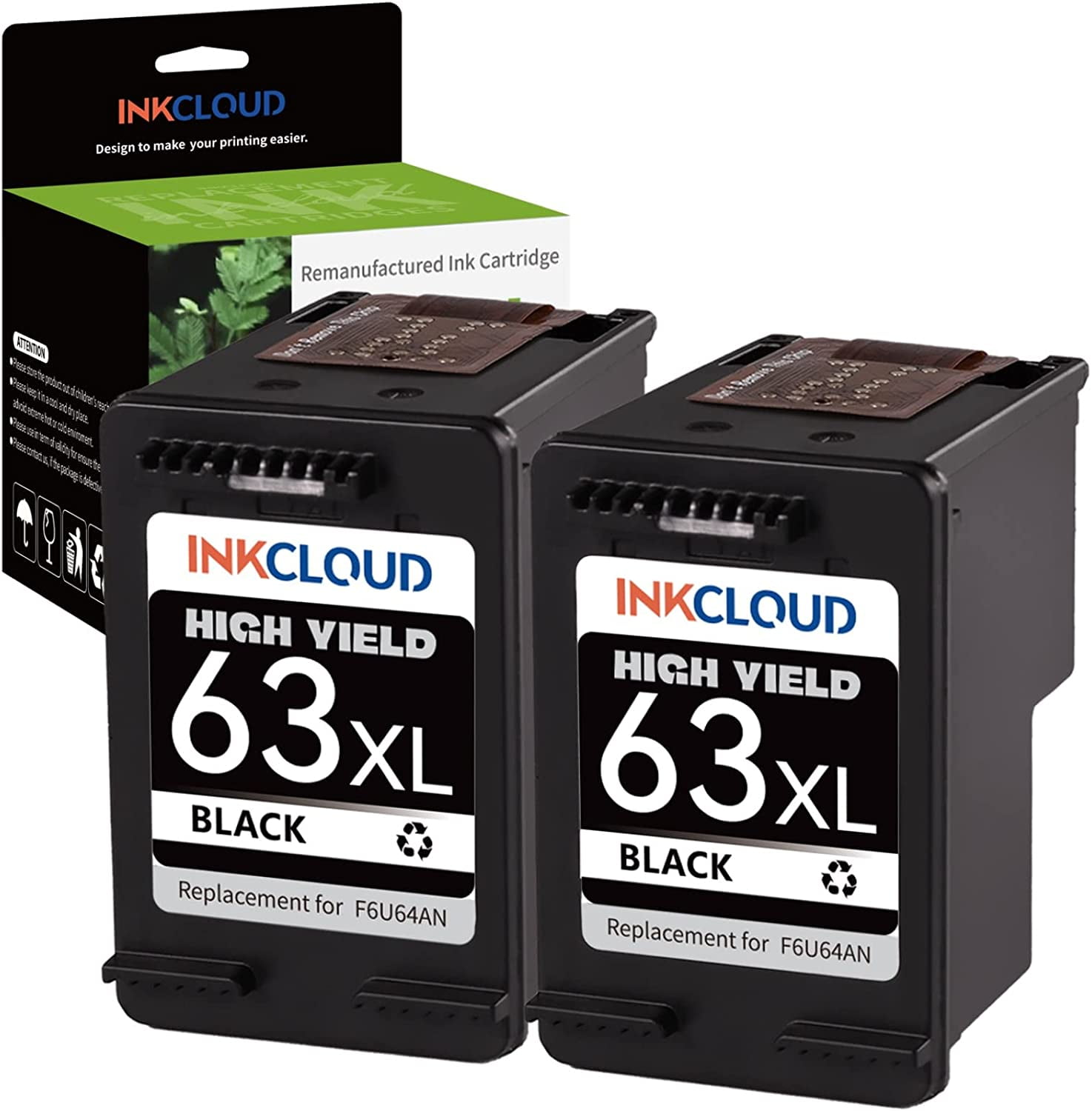 63XL Black Ink Cartridge for HP 63 XL ink cartridge for HP OfficeJet ...