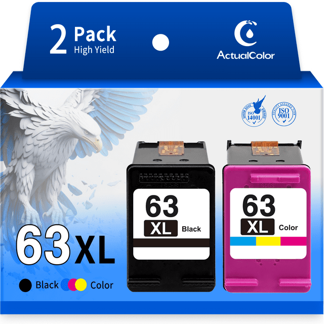 63XL 63 Ink Cartridge for HP Printer Ink 63 XL 63XL Black and Tri-Color ...
