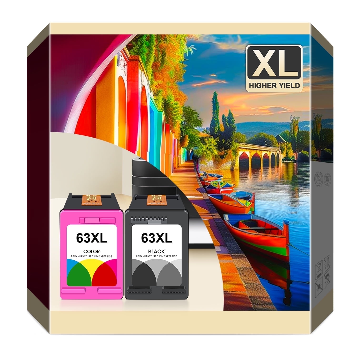 63XL 63 XL Black Color Ink Cartridge for 63 Ink Work for Officejet 3830 ...