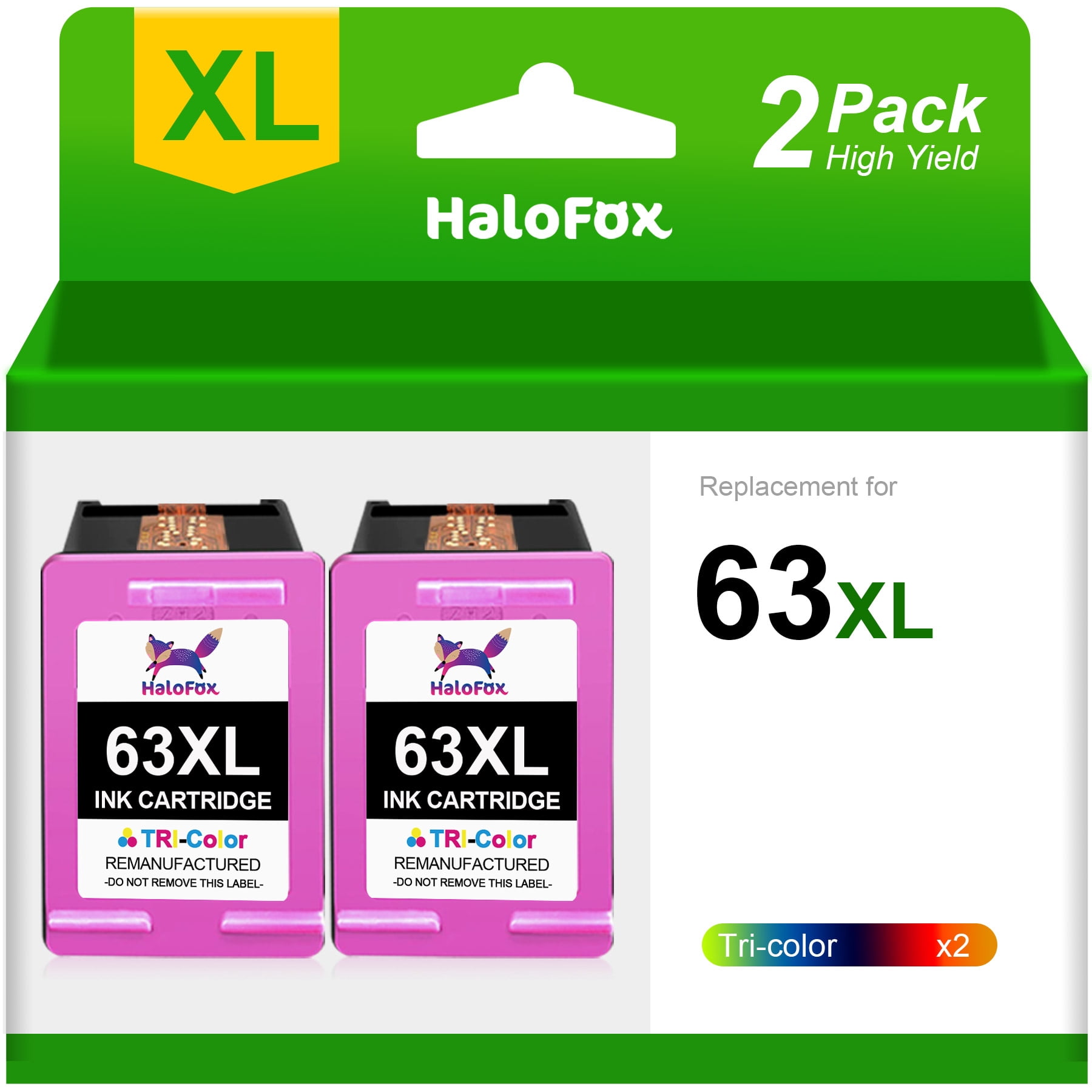 Halofox 63XL High Yield Color Ink Cartridge, Compatible with HP ...