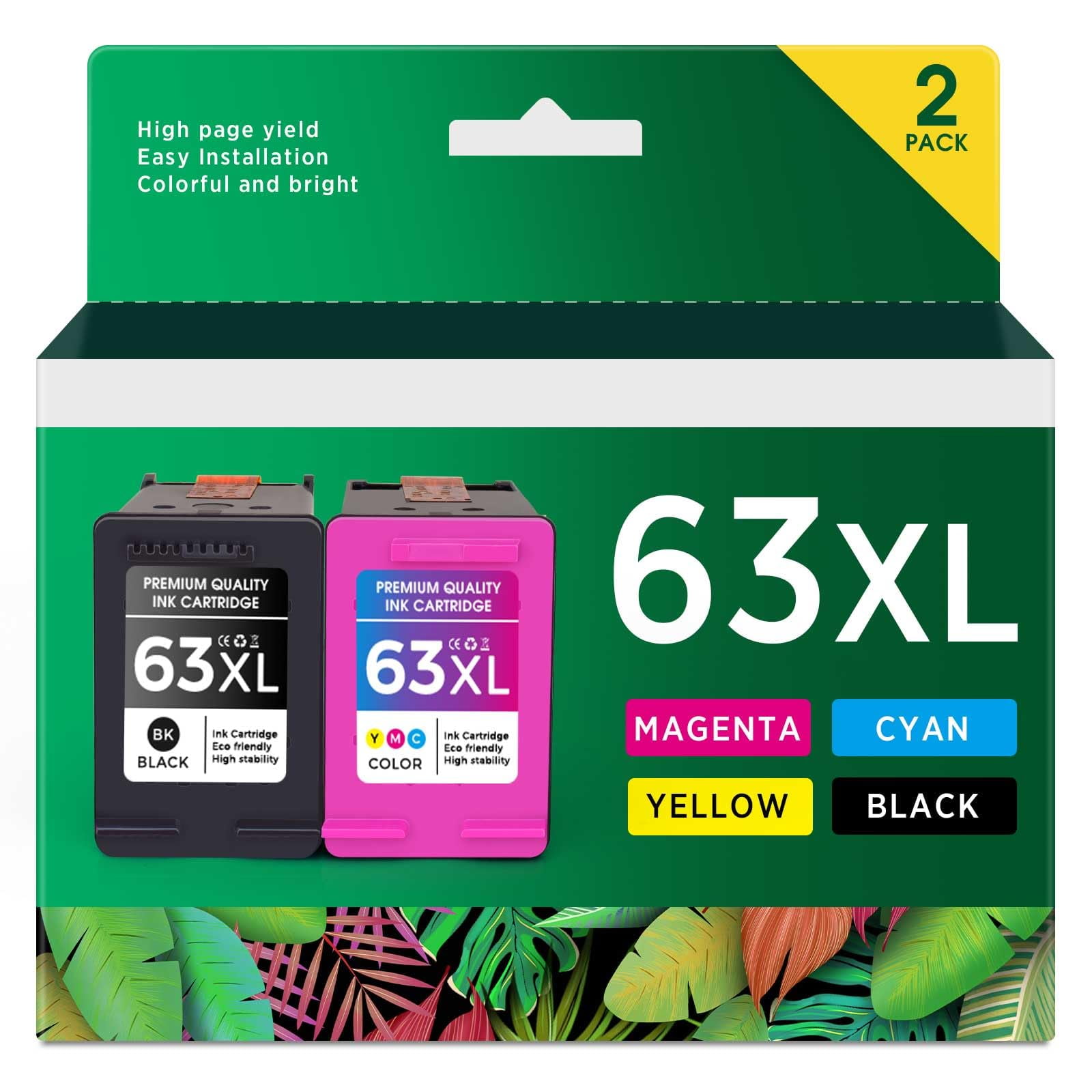 63XL Combo Pack Ink Replacement for hp Ink 63 for hp 63 Ink Works with ...