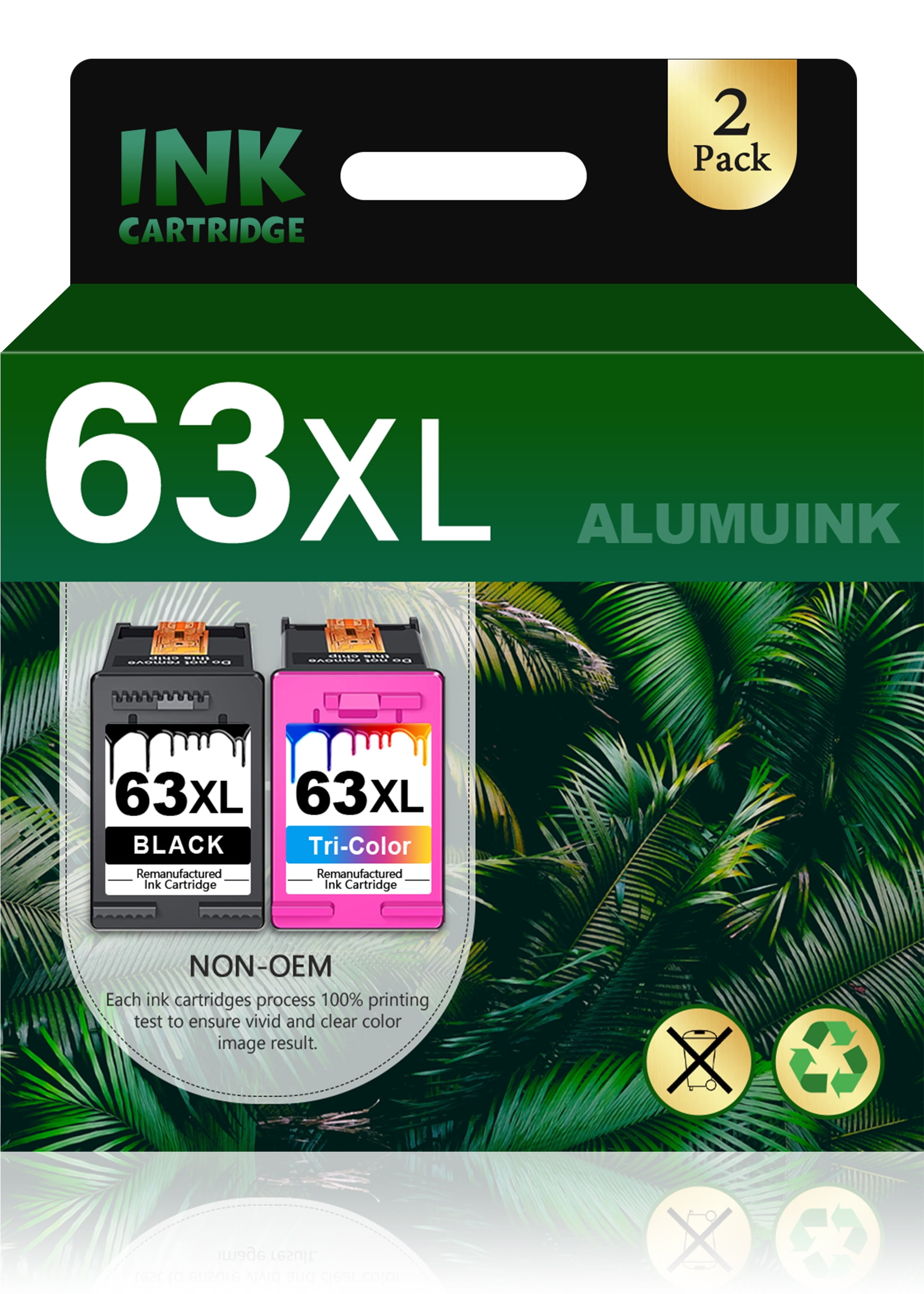 63XL Ink Cartridge 1Black/1Tricolor 63 Ink Compatible for HP 63XL Ink ...