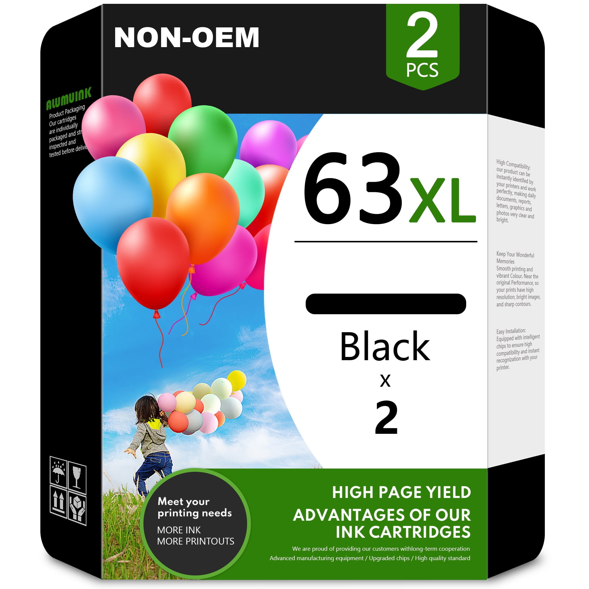 63XL Ink Cartridge Black Replacement for HP 63 Ink with with OfficeJet ...