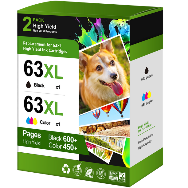 63XL Ink Cartridge Combo Pack with Black and Color Cartridges for HP ...