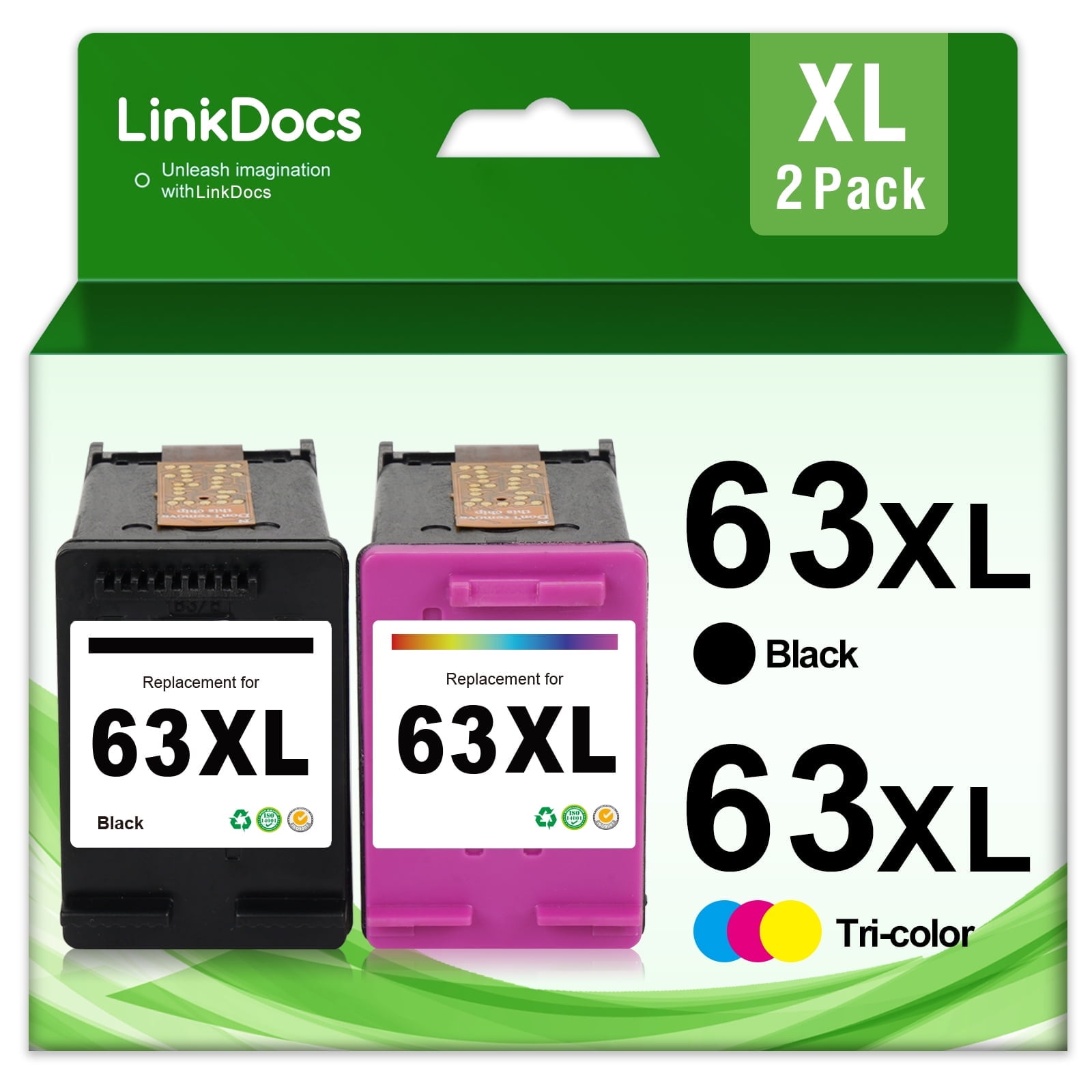LinkDocs 63XL High Yield Ink Cartridge, Black and Tri-Color, Compatible ...