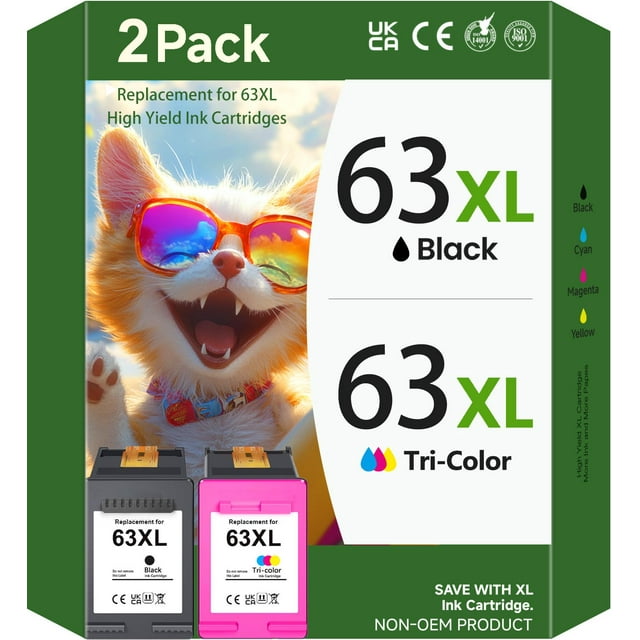 63XL Ink Cartridge for HP 63 Ink Cartridge Black and Tri-Color (63 Ink ...