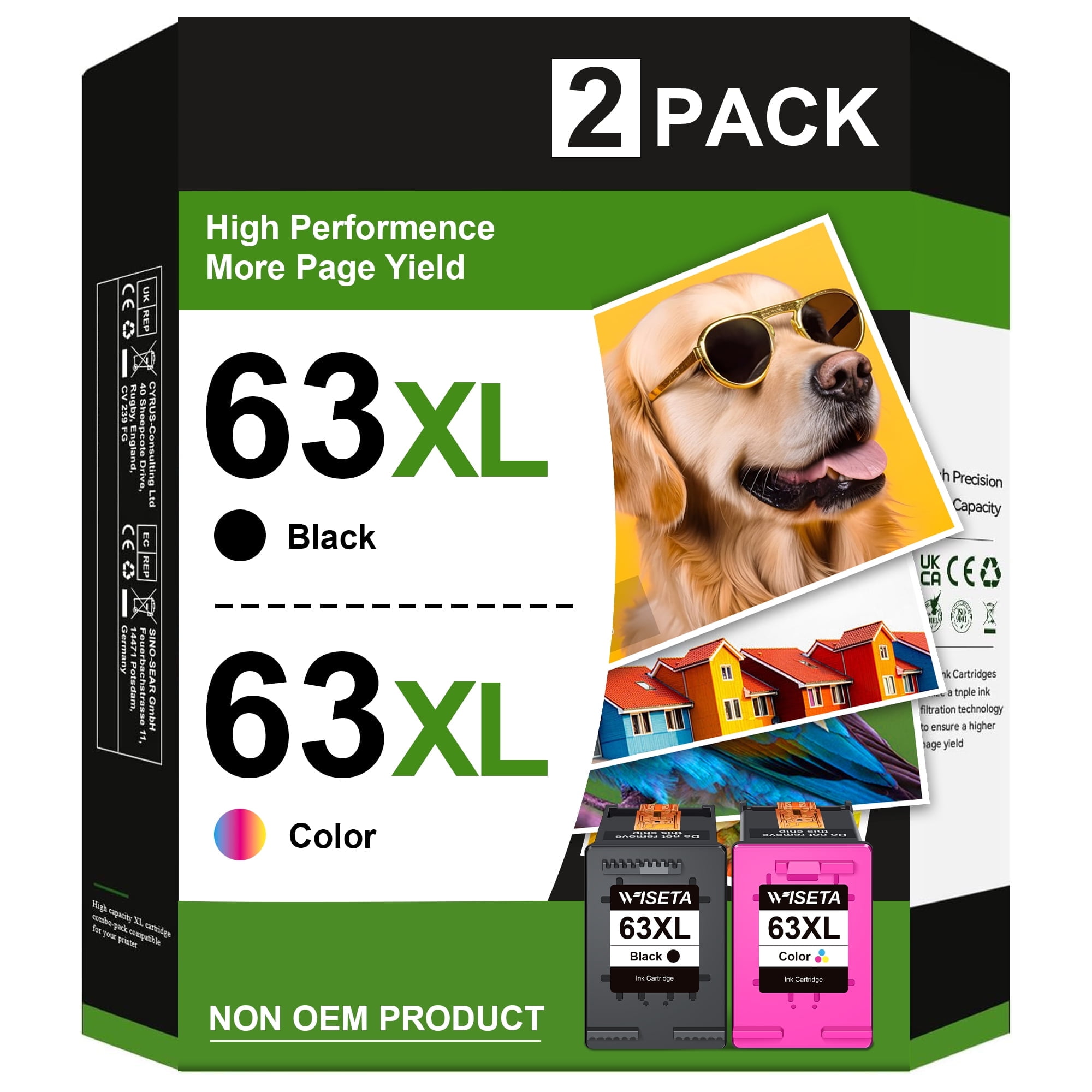 WISETA 63XL Ink Cartridge Replacement, Compatible with HP Envy 4520 ...