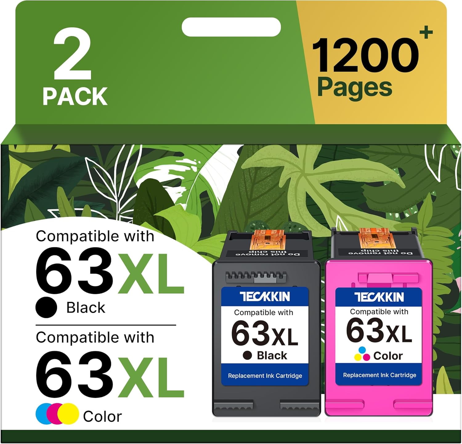 63XL Ink Cartridges Black and Color for 63 Replacement Cartridge Combo ...