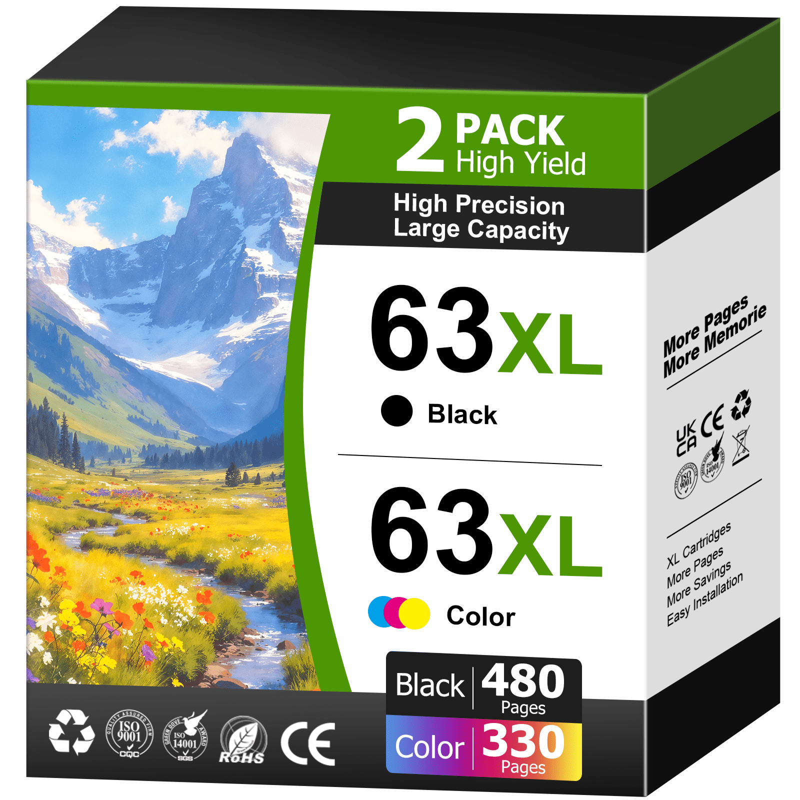 HP 63XL Ink Cartridge 2-Pack, Black/Tri-Color, for Officejet, Envy ...