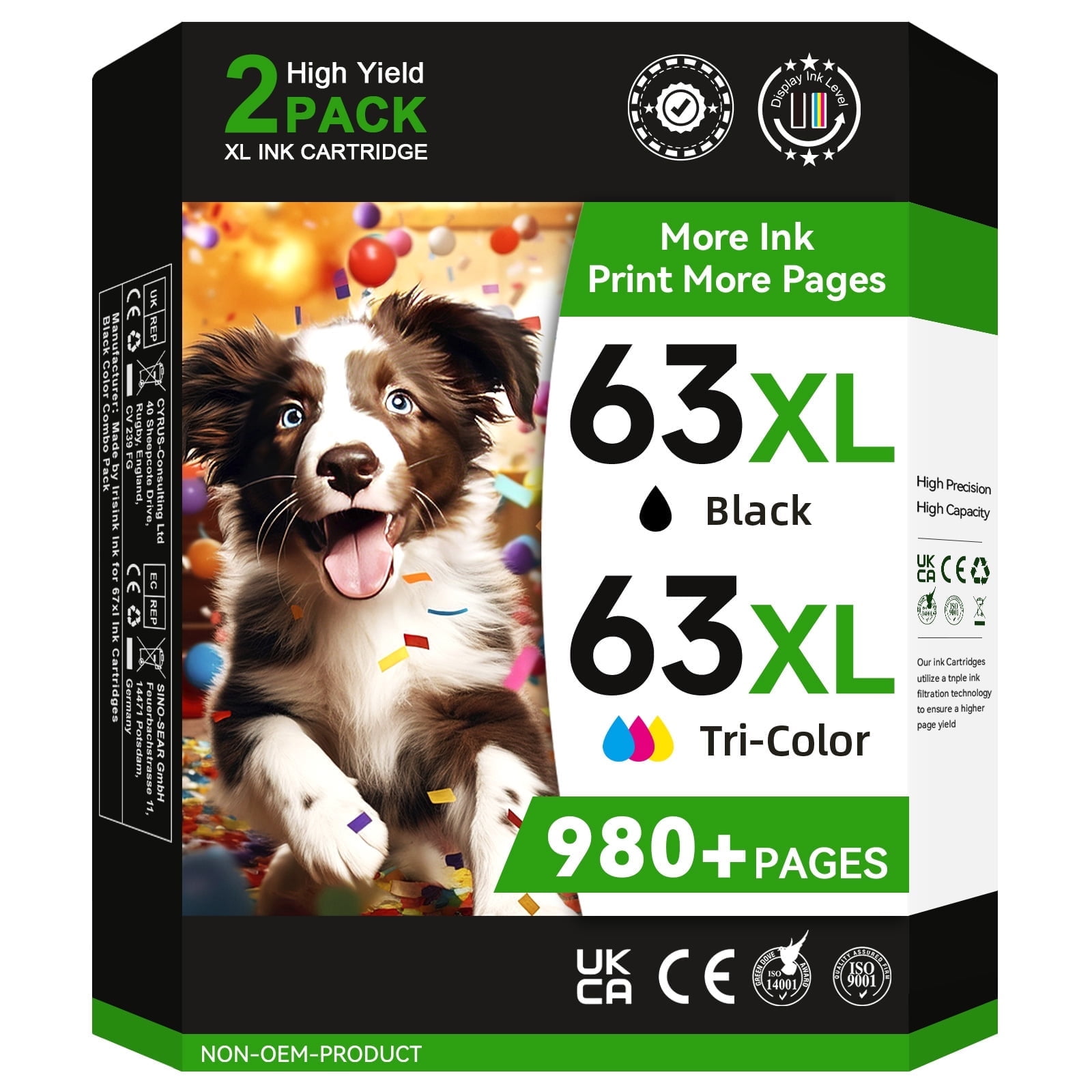 63XL Combo Pack Ink Cartridge for HP Deskjet, Envy, Officejet Printers ...