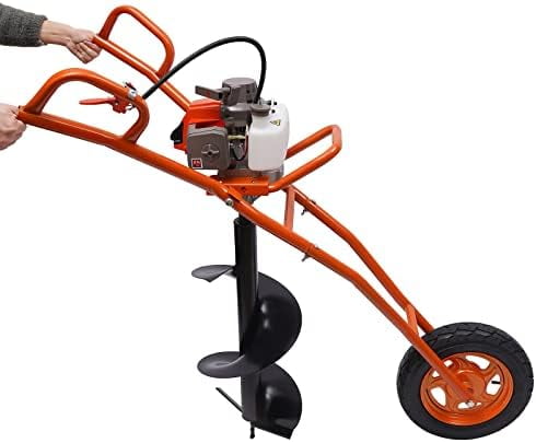 63cc Gas Auger Post Hole Digger, 3 HP Heavy Duty Hand-Pull Earth Digger ...