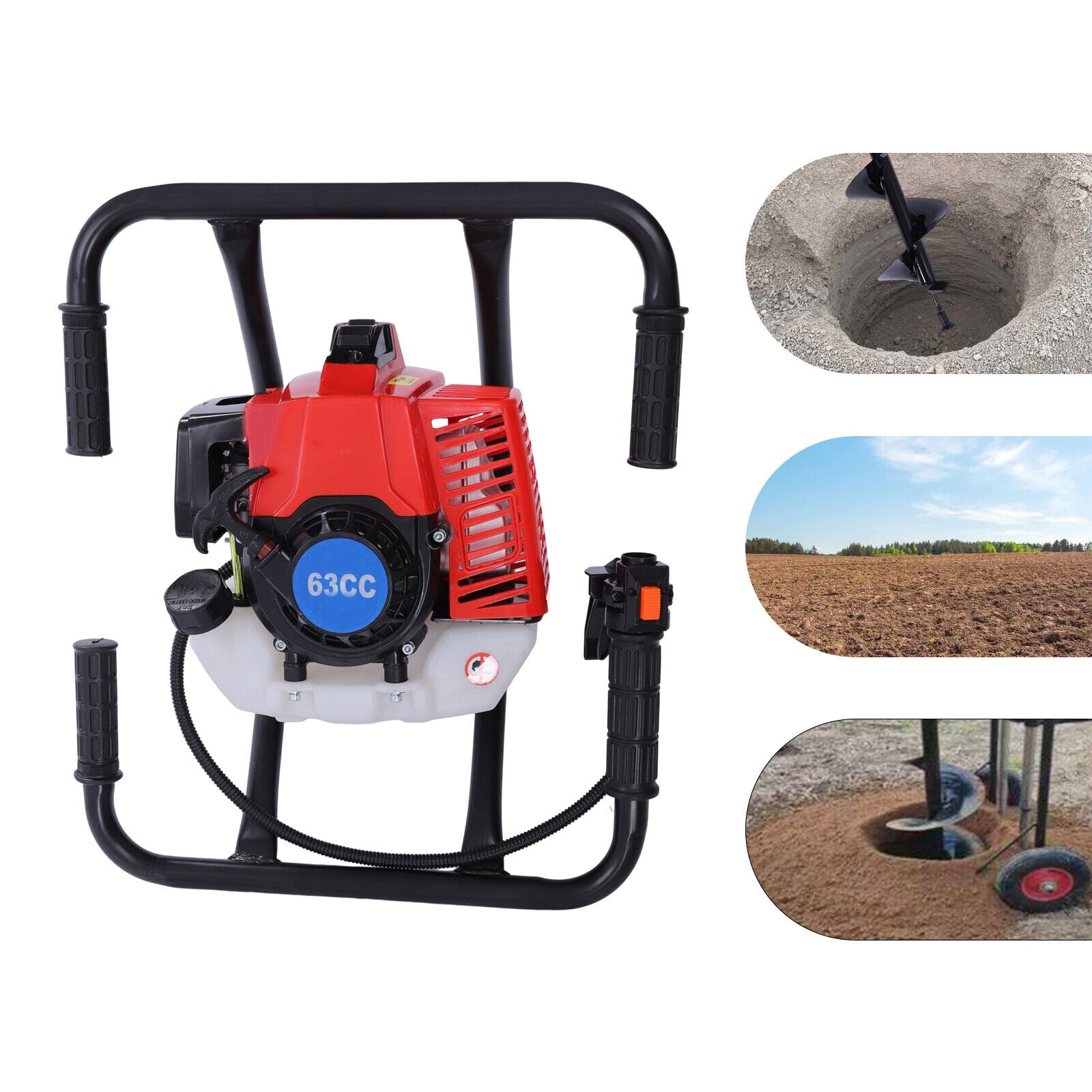 63cc Gas Powered Earth Auger Power Engine Post Hole Digger Earth ...