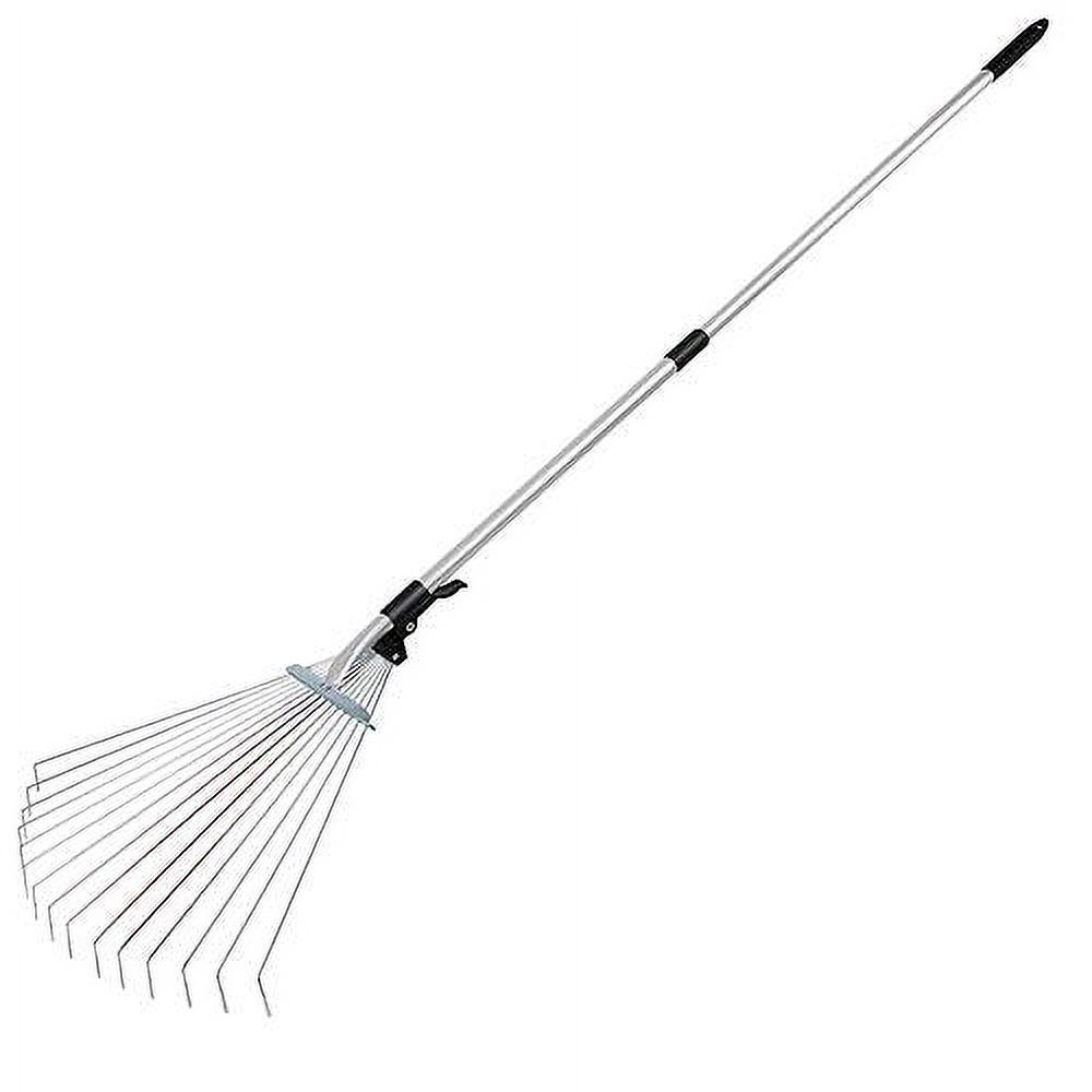 63in Adjustable Garden Leaf Rake 15 Teeth Expanding Stainless Steel ...