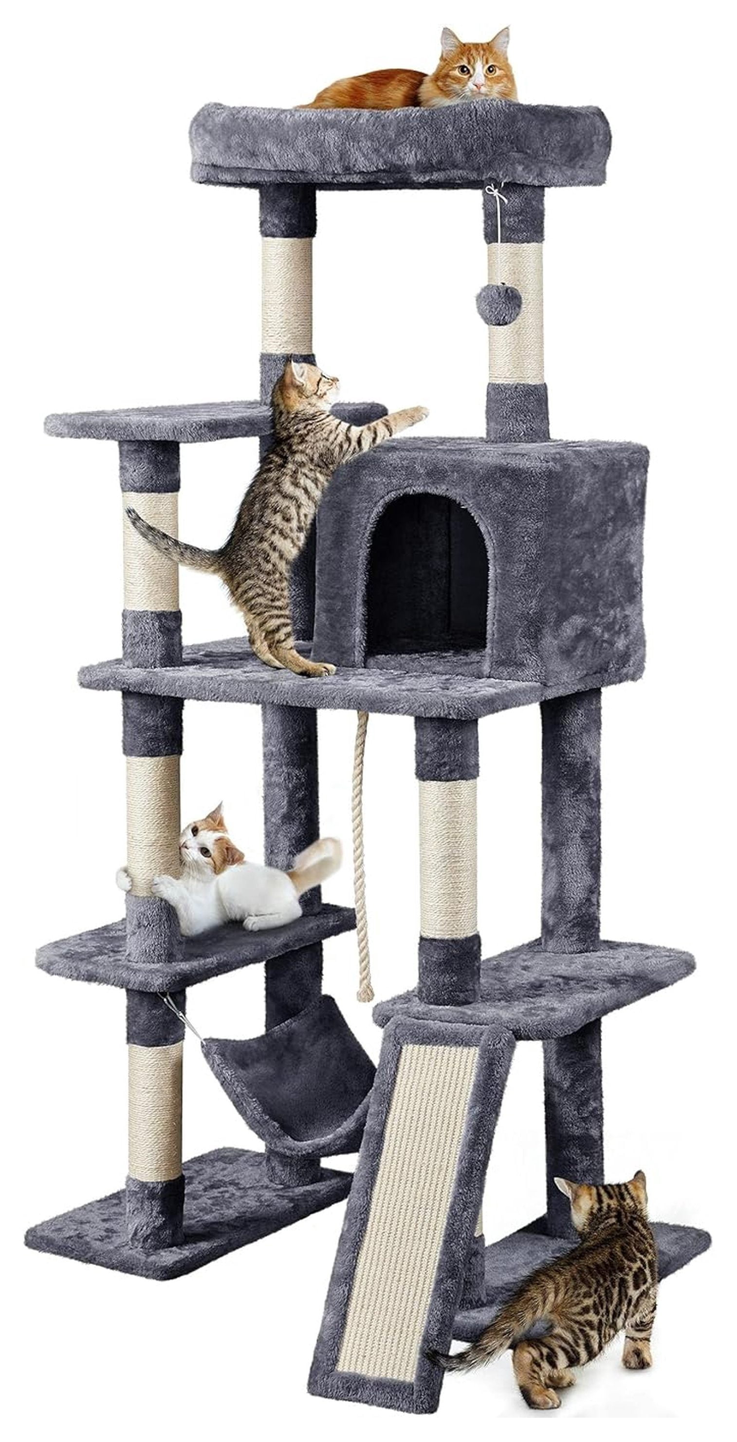 63in Cat Tree Tower, Large Cat Condo Furniture with Scratching Posts ...