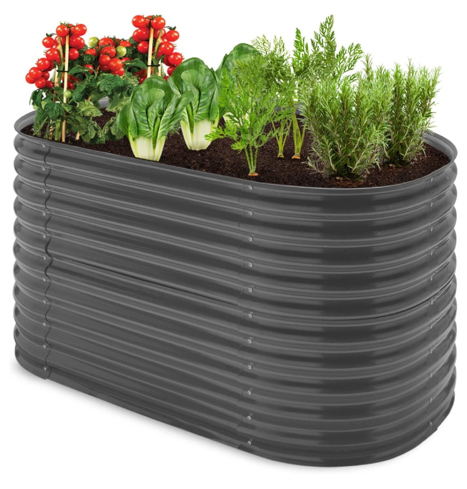 63in Oval Metal Raised Garden Bed, Customizable Outdoor Deep Root ...