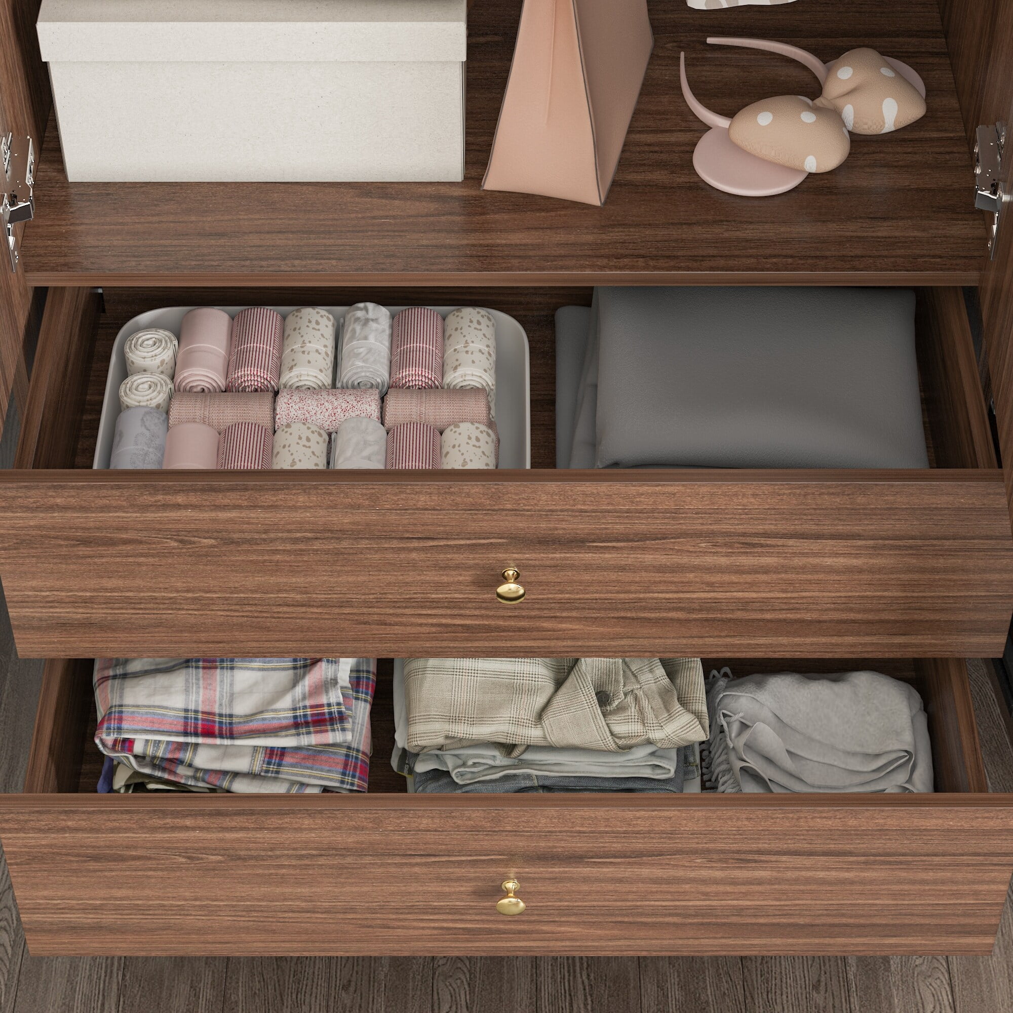 63inch Wardrobe Large Storage Cabinets with Mirror Bedroom ARMOIRES ...