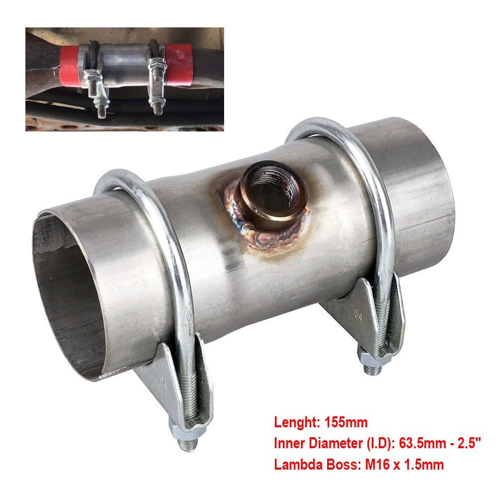 63mm 2.5" Exhaust Pipe Connector tube Adapter Joiner Sleeve Clamp ...