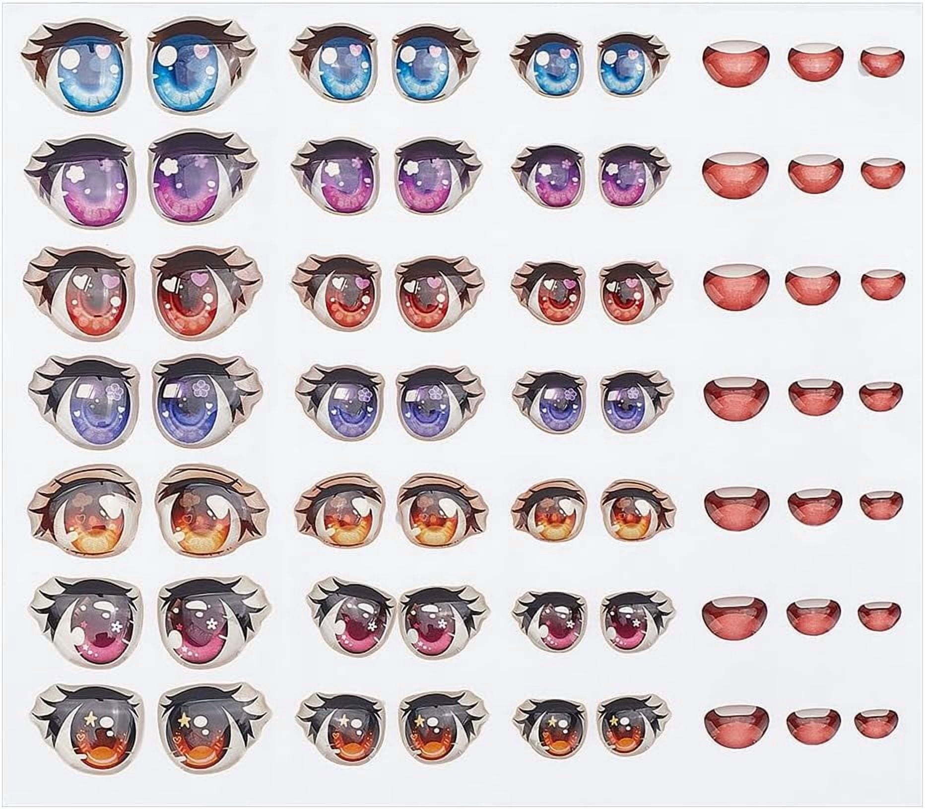 63pcs 3D Resin Adhesive Eyes Small Anime Eye Mouth Paster Cartoon Eyes ...