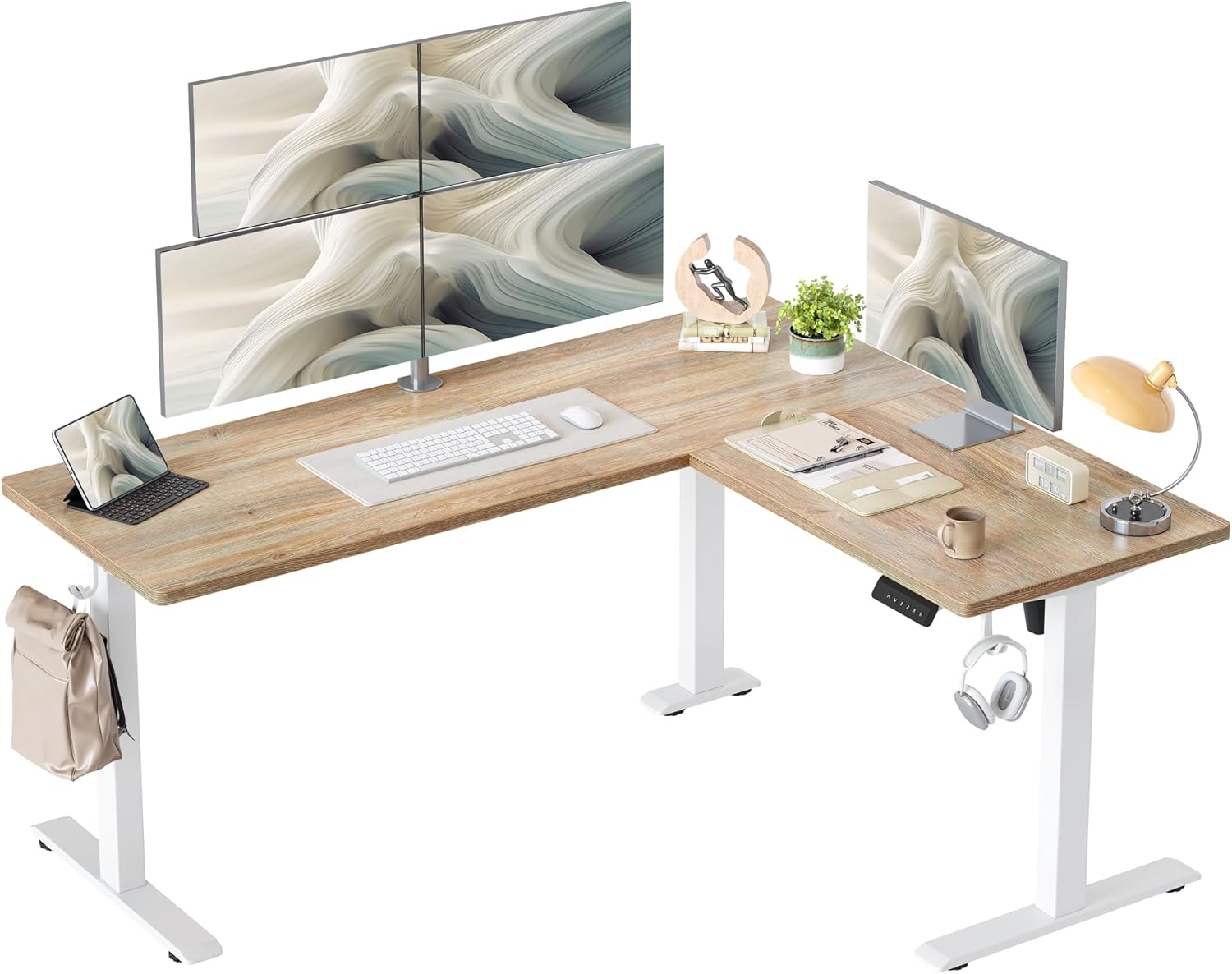 63x55 Inch Standing Desk Reversible L Shaped Adjustable Height Desk Electric Stand Up Desk ...