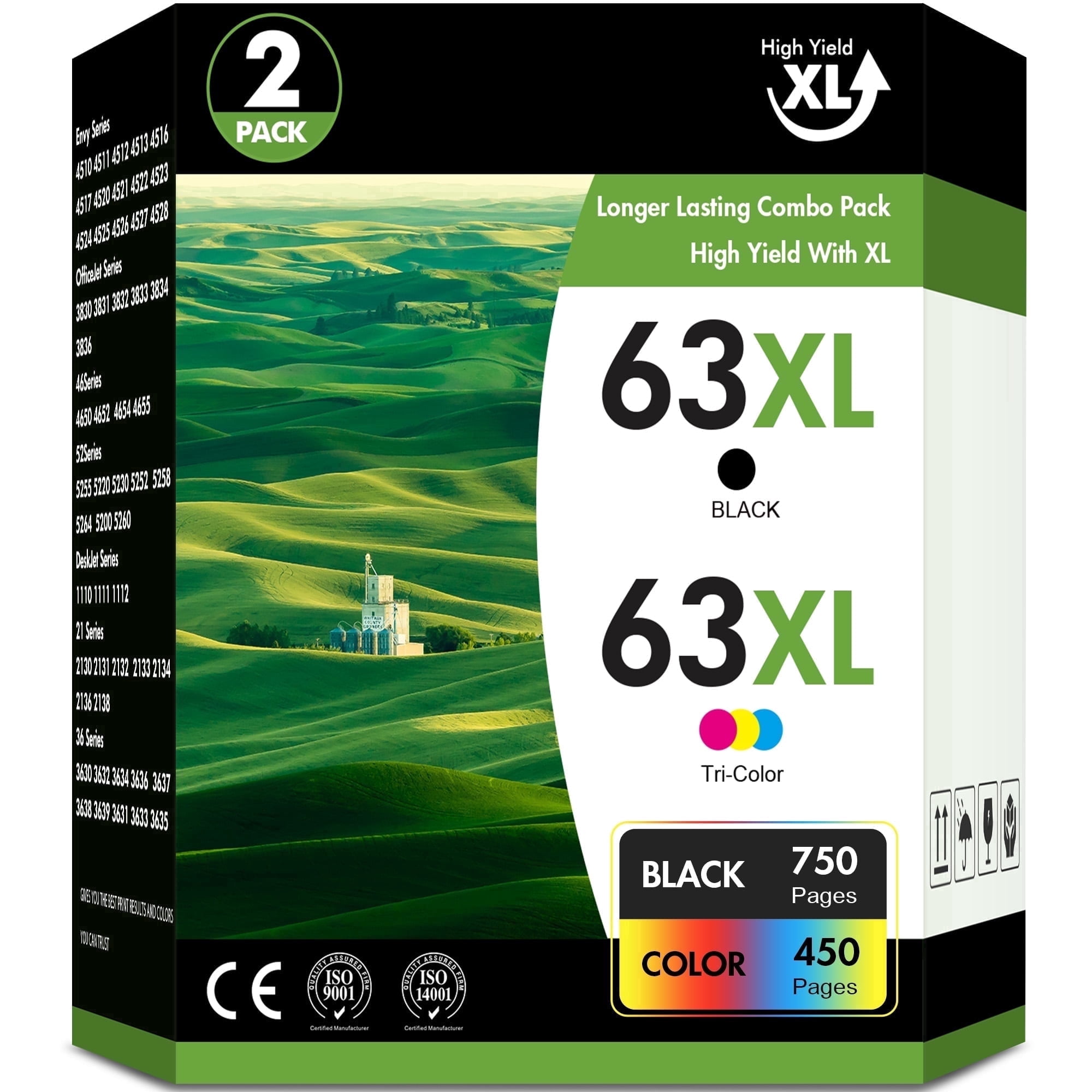 Compatible for HP 63 63xl Ink Cartridge 63XL Ink 63 Black and Tri-Color ...