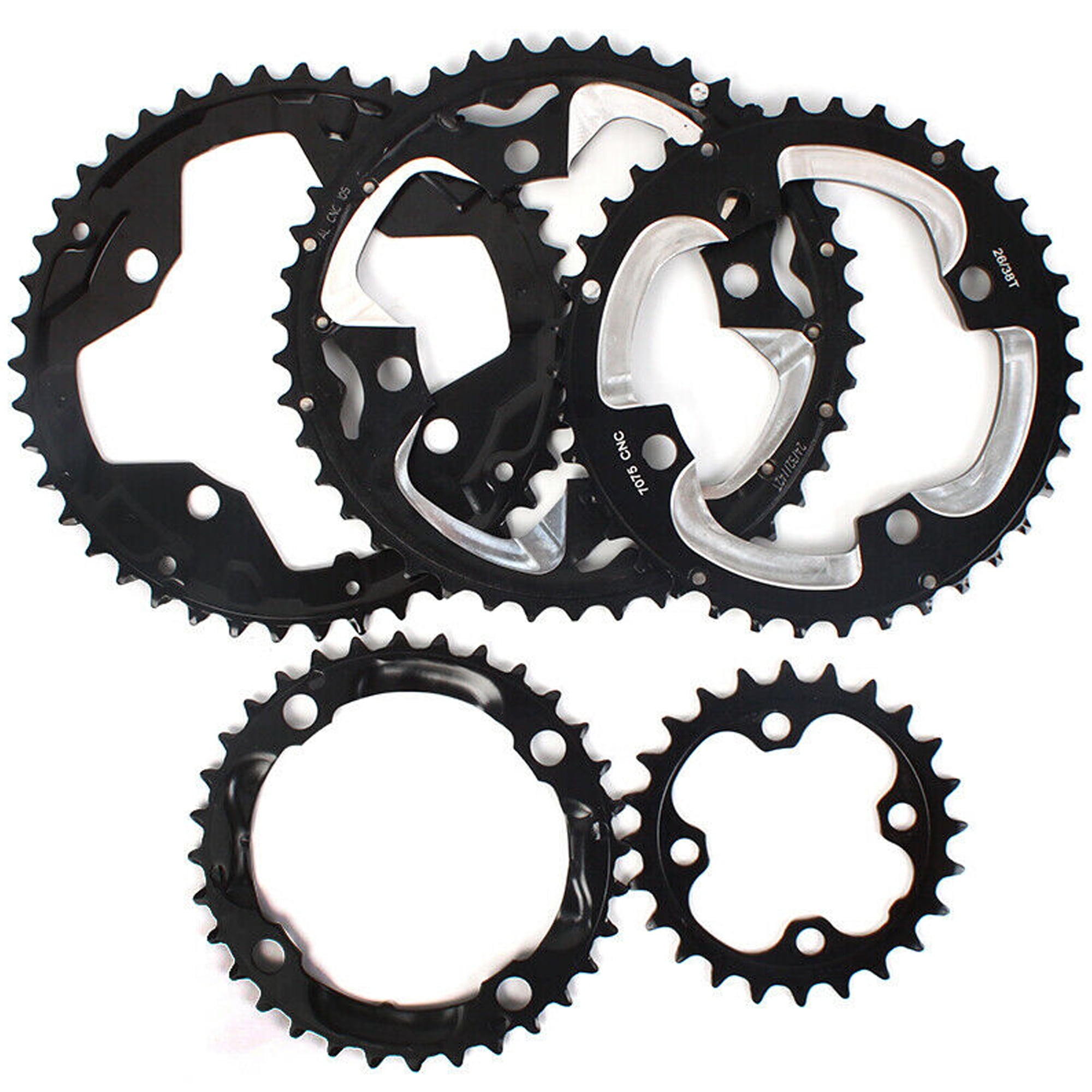 64/104 BCD Bike Chainring Set, 22T 24T 26T 32T 38T 42T 44T Steel CNC Alloy Double/Triple MTB ...