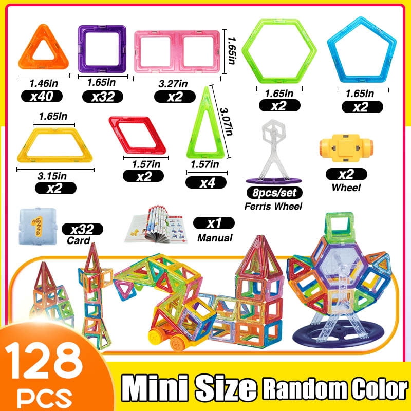 64-184Pcs Kids Magnetic Building Blocks Mini Size Magnet Toys for Boys ...