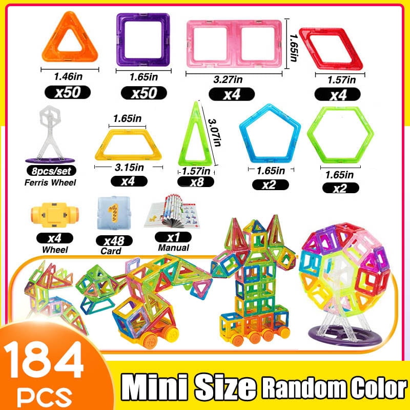 64-184Pcs Kids Magnetic Building Blocks Mini Size Magnet Toys for Boys ...