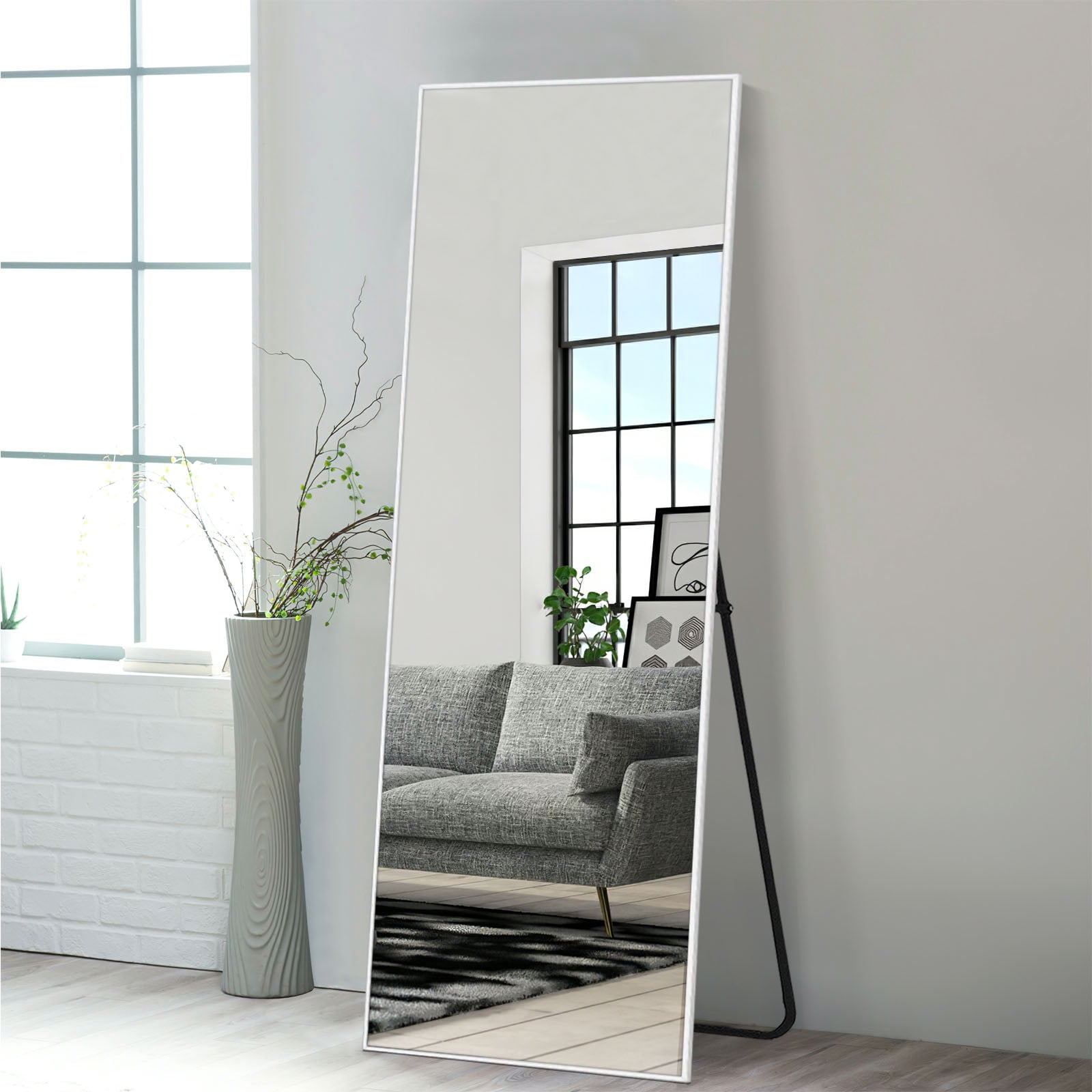 64.2in. x 21.3in. Modern Aluminum Alloy Frame White Freestanding Full ...