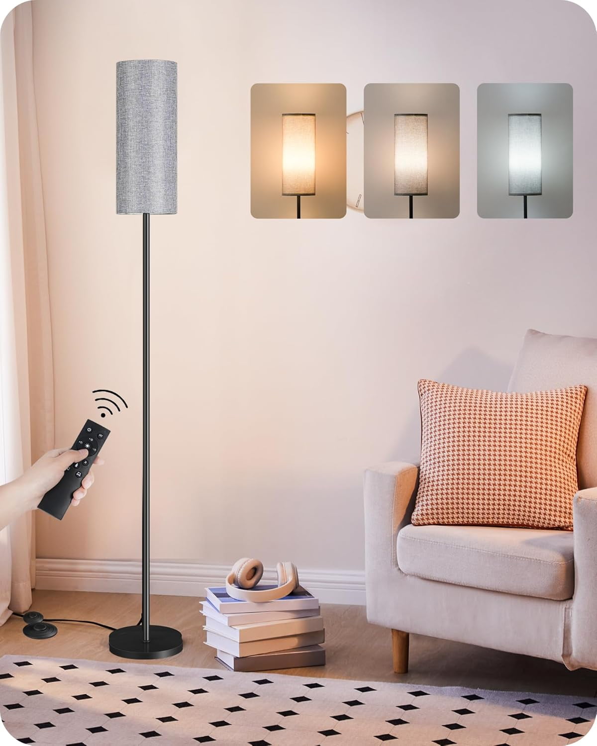 64.4” Dimmable Floor Lamp for Living Room with Remote and Foot Switch ...