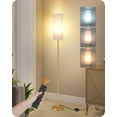 64.4'' Gold & White Dimmable Floor Lamp, Linen Shade, Remote & Foot ...