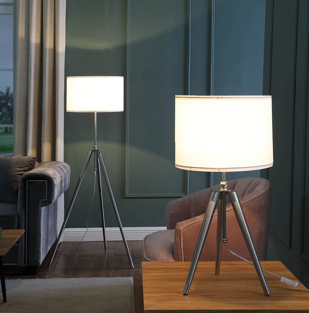 64" - 47" In Mid-Century Adjustable Tripod Chrome/Silver Metal Floor ...