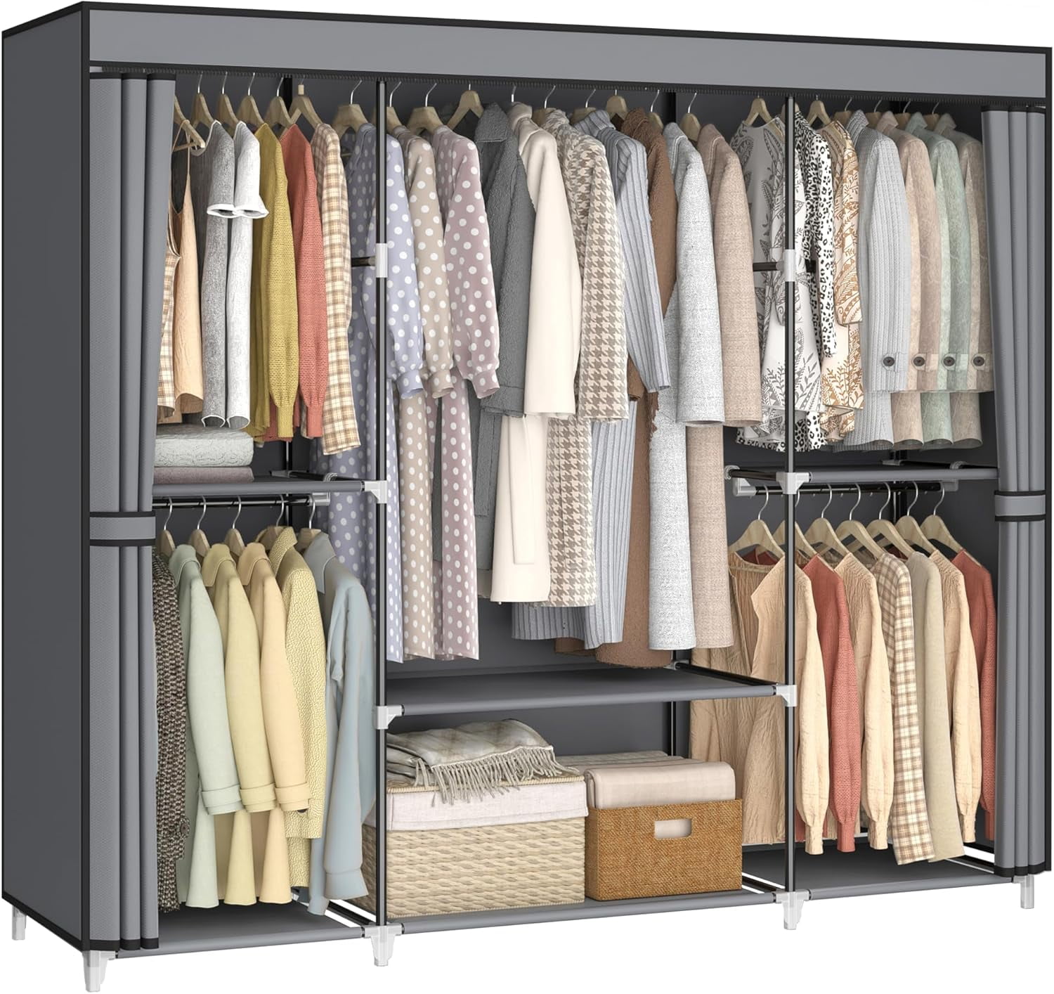 64.5" Closet Wardrobe, Portable Closet for Bedroom, Freestanding ...
