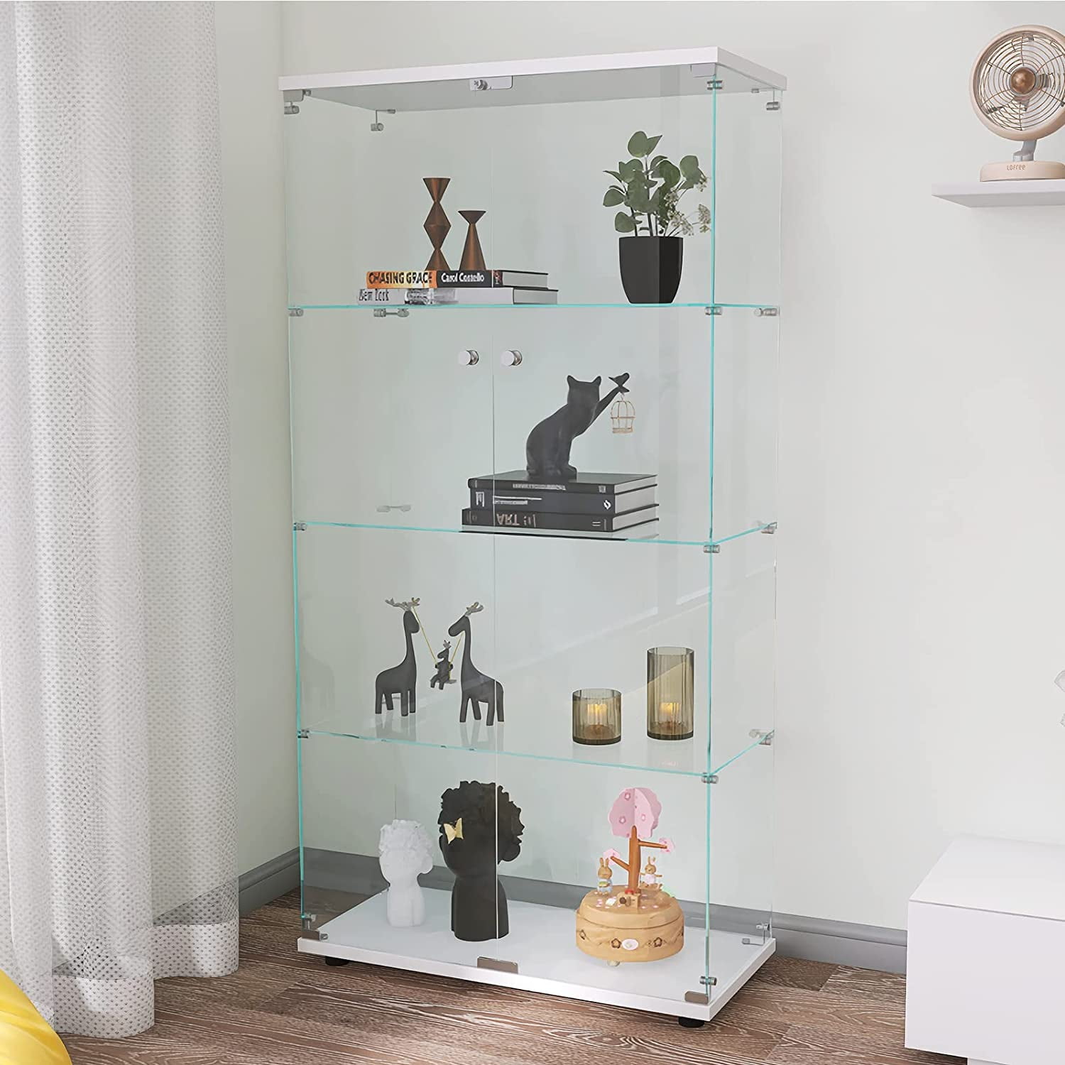64.56" H 4-Shelf Glass Display Cabinet,Curio Cabinet Collection Display ...