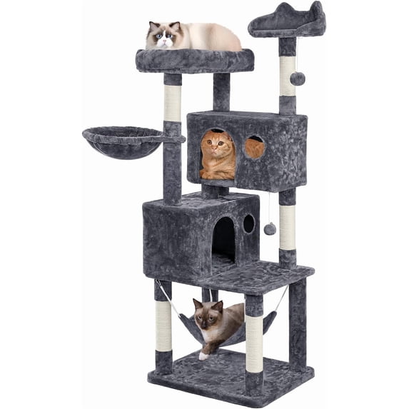 64.5in Extra Large Cat Tree with 2 Perches, 2 Condos, 5 Scratching ...