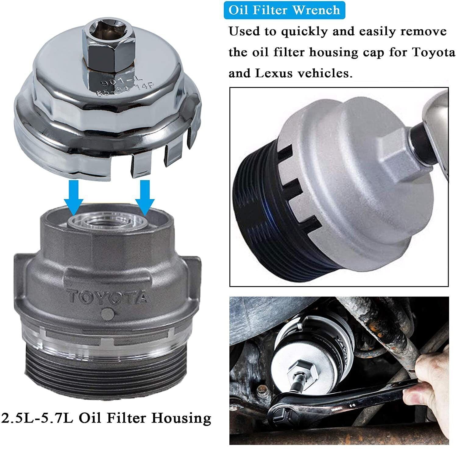64.5mm 14Flute Steel Oil Filter Wrench Tool For Camry Land Cruiser ...