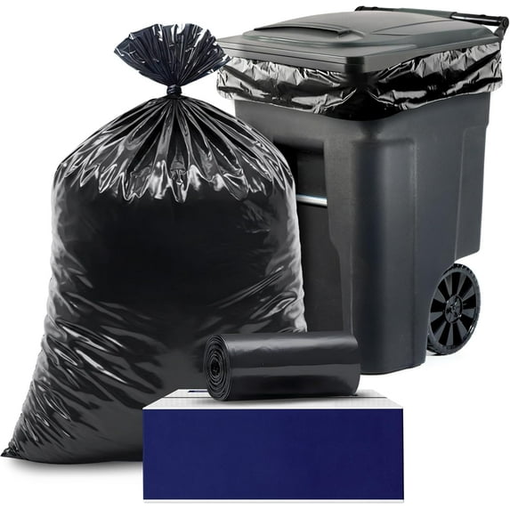 64-65 Gallon Black Trash Bags, Heavy Duty Toter Can Liners, Tear & Leak ...