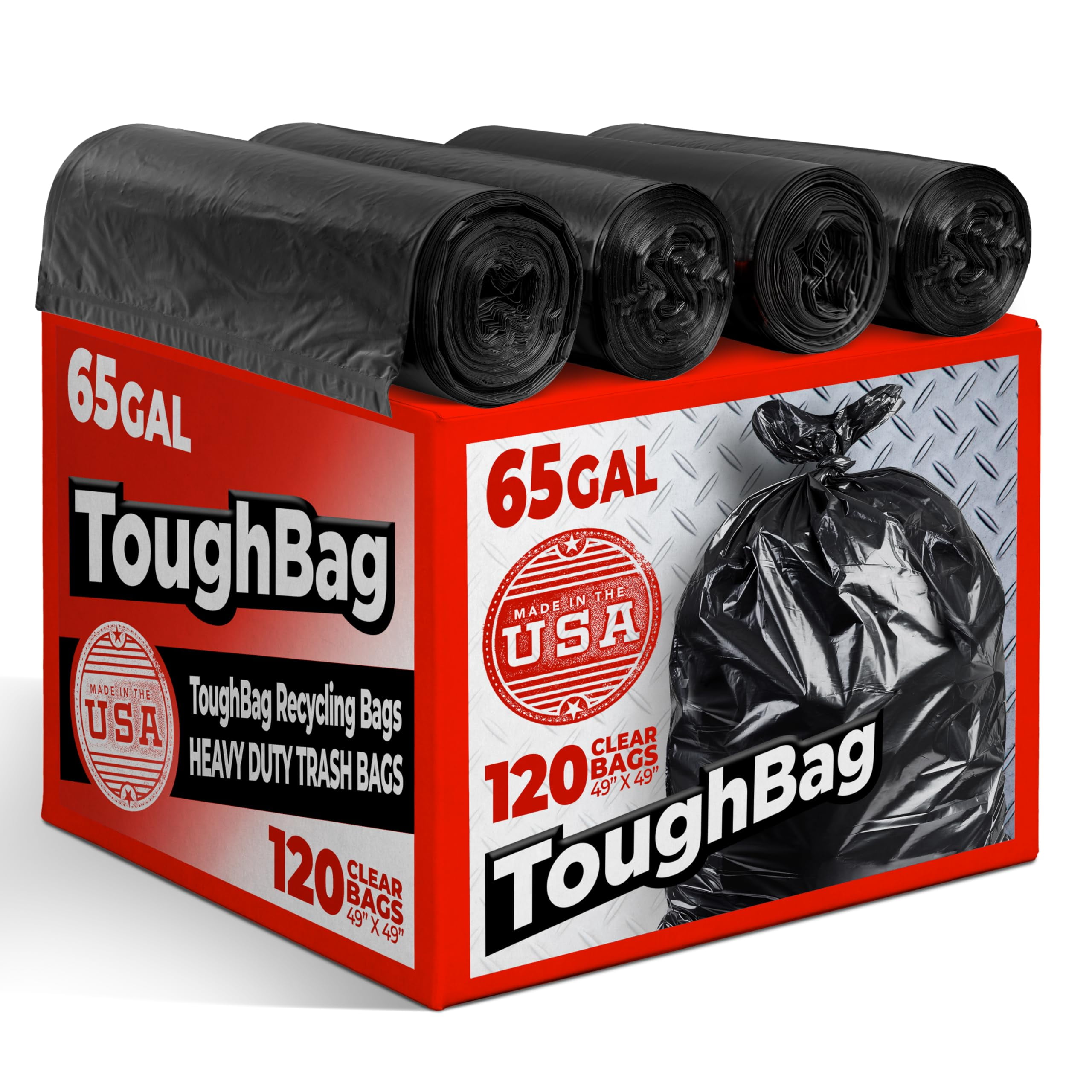 64-65 Gallon Trash Bags Heavy Duty, (120 Count) 50 x 48” Extra Large ...