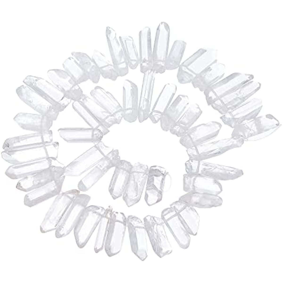 64-67Pcs Crystal Quartz Points Beads Natural Bullet Shape Quartz ...