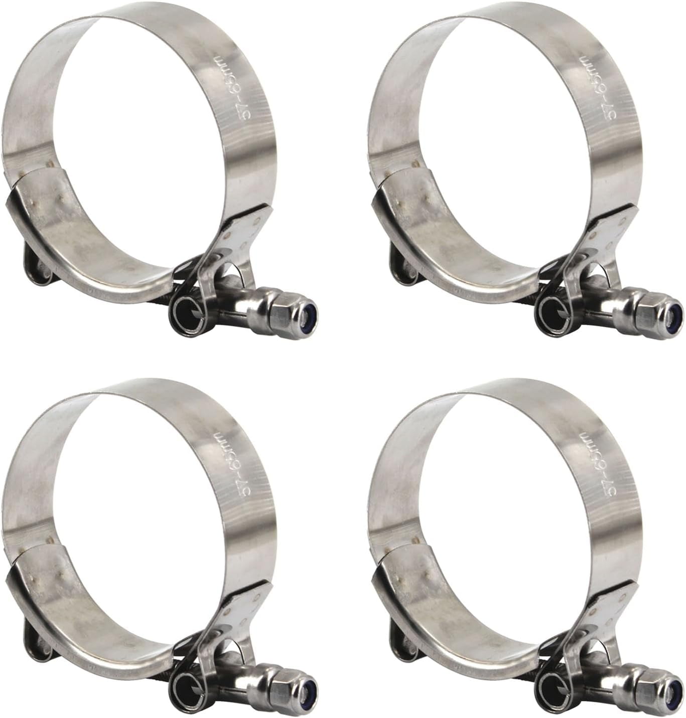 64-72mm 304 Stainless Steel T Bolt Hose Clamp Heavy Duty Pipe Clamps (4 ...