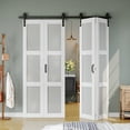64"×84"(2 sets of 32'') 3-Lite Manufactured Wood and Glass Paneled ...