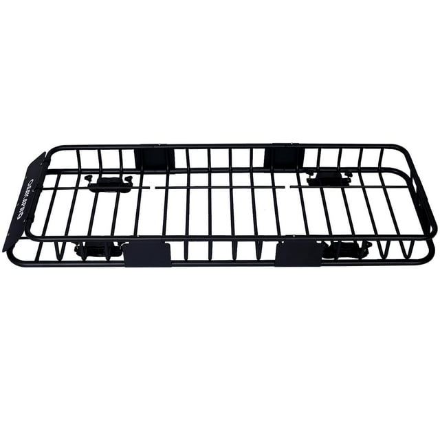 64 Black Steel Rooftop Cargo Carrier Basket - Durable Top Mount Roof ...