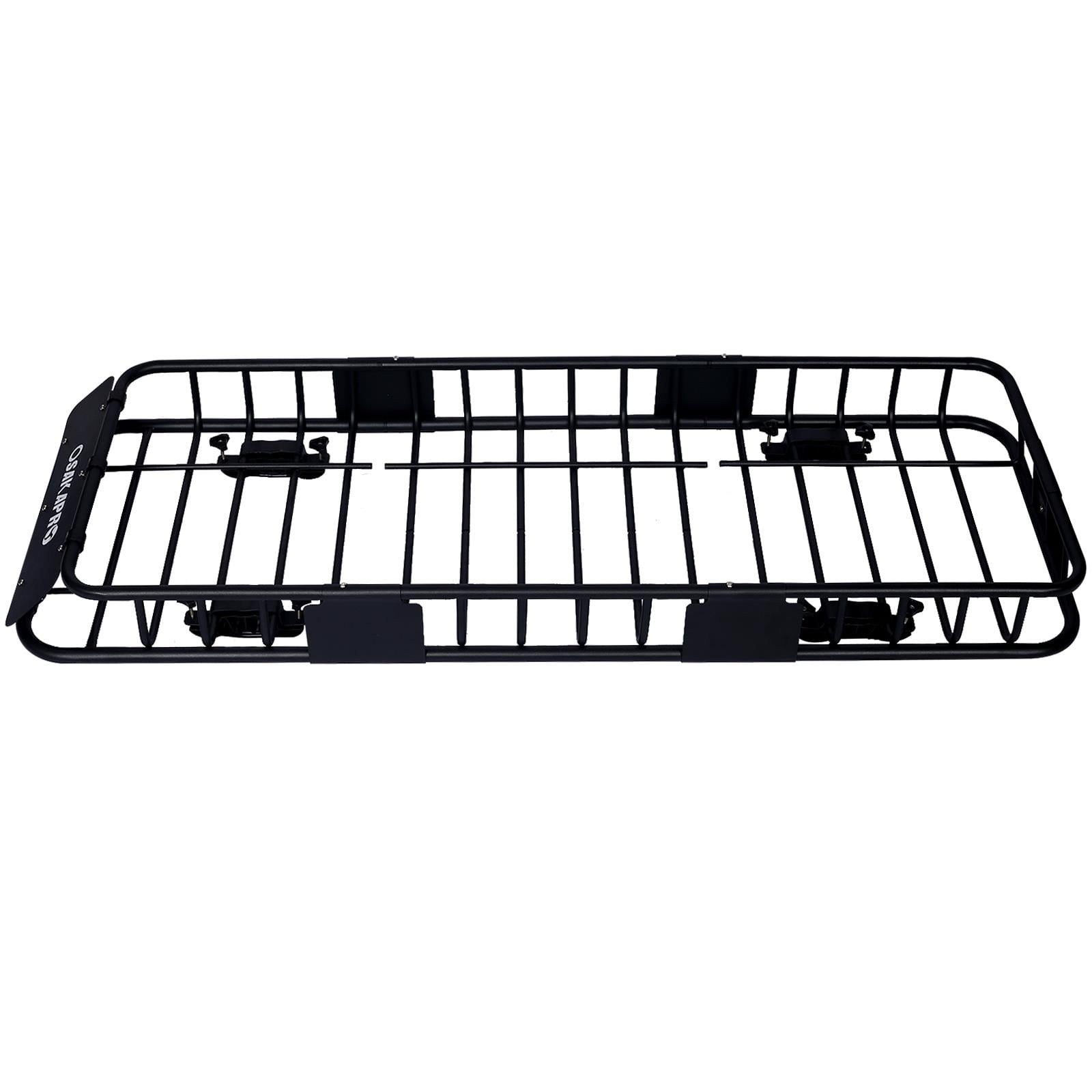 64 Black Steel Rooftop Cargo Carrier Basket - Durable Top Mount Roof ...