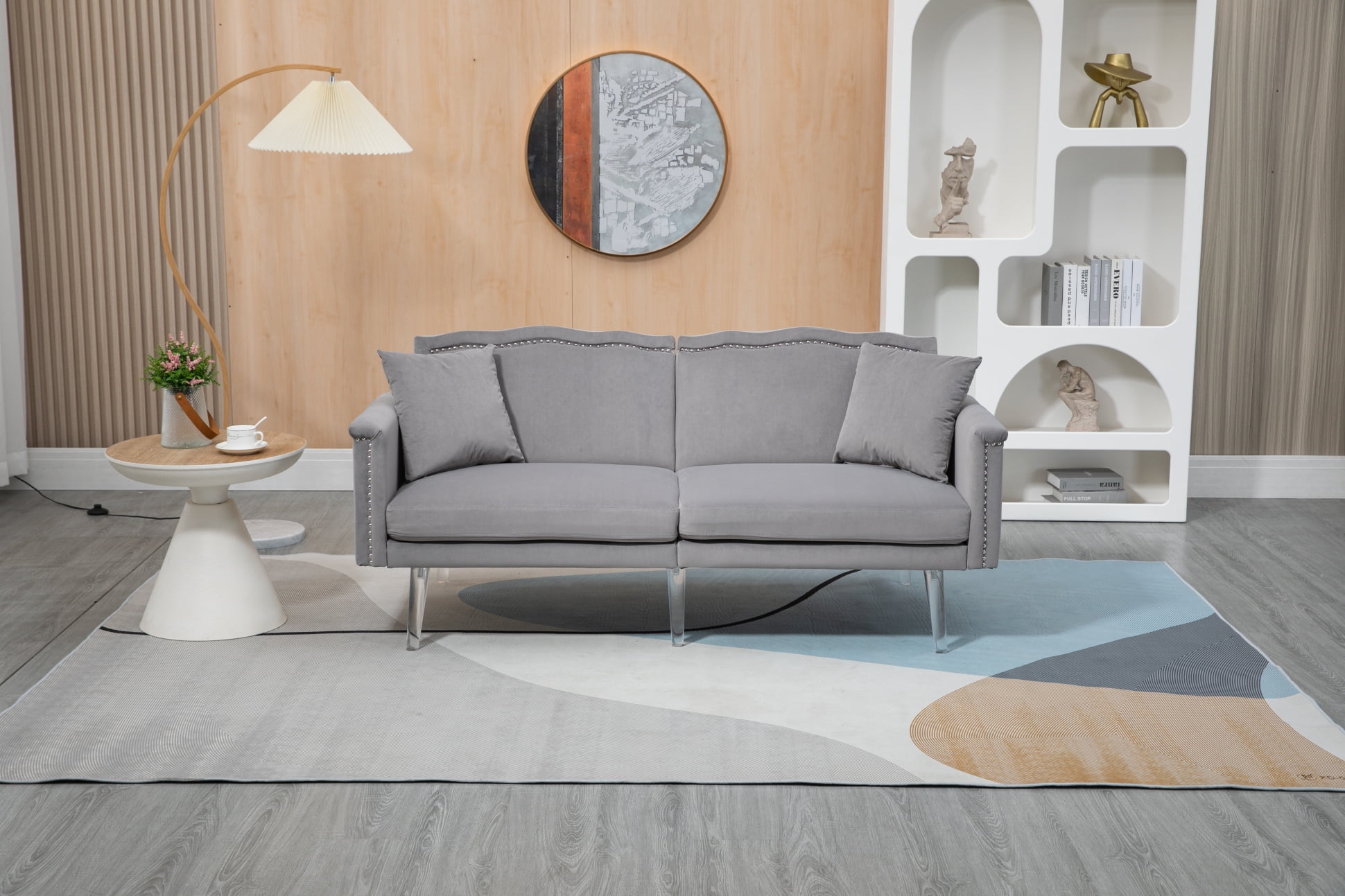 64" Couches with Adjustable Backrest, Velvet Love Seats Sofa with 2 ...