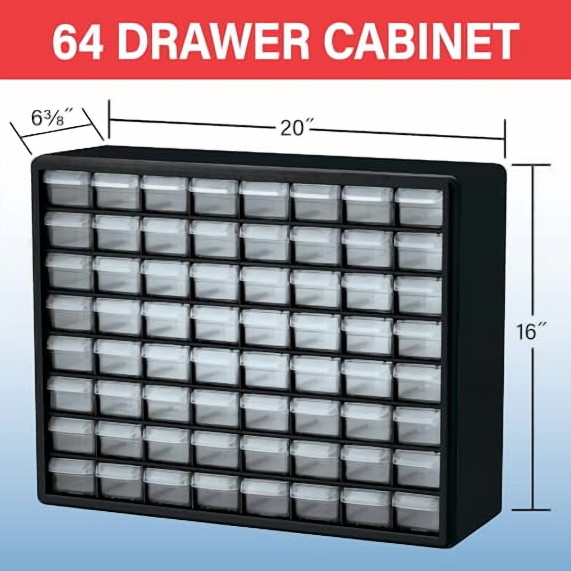 64-Drawer Plastic Drawer Storage Cabinet for Garage Organization, Bead ...