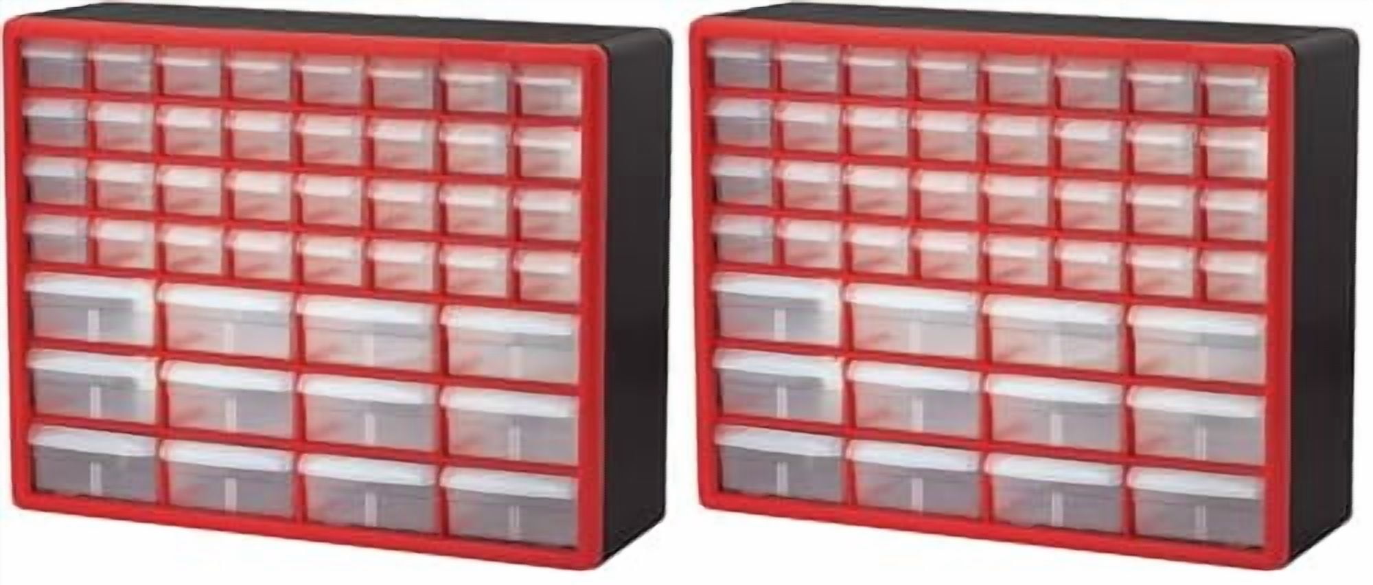 64-Drawer Plastic Drawer Storage Cabinet for Garage Organization, Bead ...