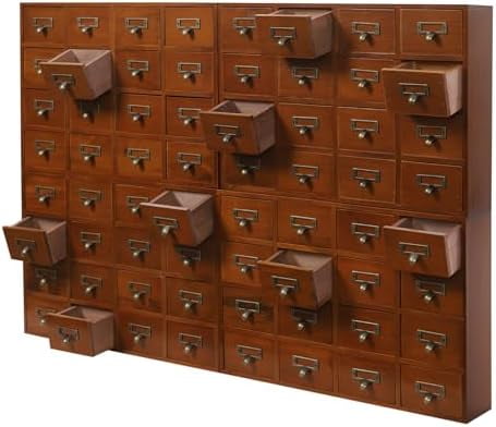 64 Drawer Wooden Apothecary Cabinet, Library Card Catalog Storage ...